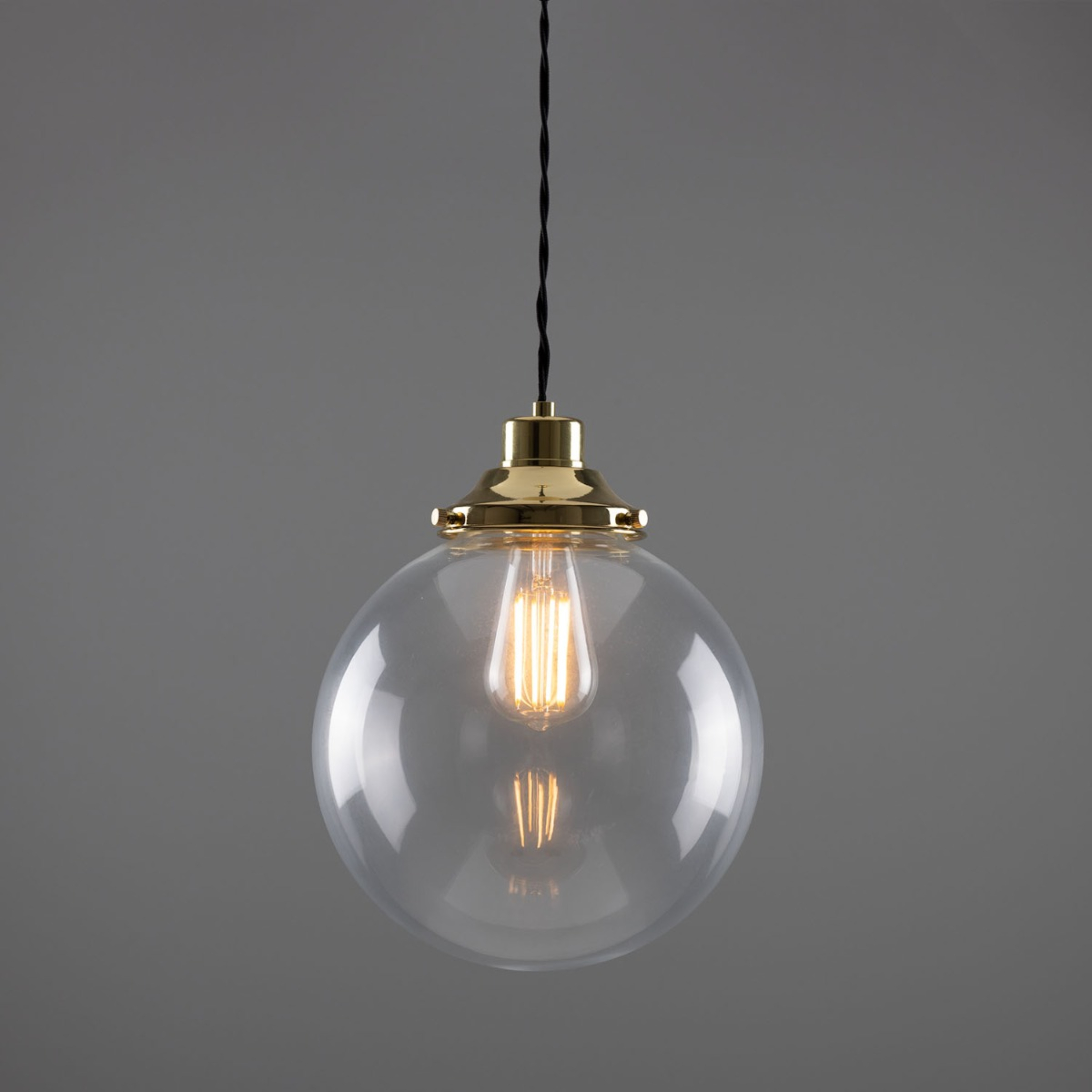 Virginia Clear Glass Globe Pendant Light 25cm | Mullan Lighting