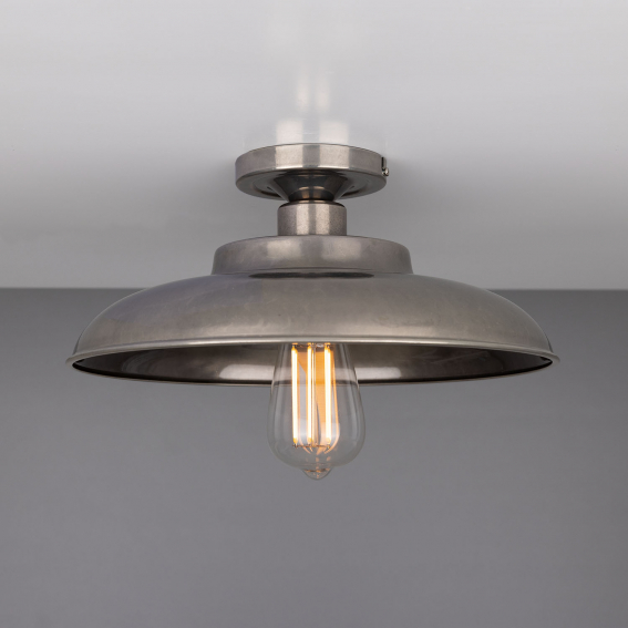 Telal Industrial Factory Flush Ceiling Light 32cm | Mullan Lighting
