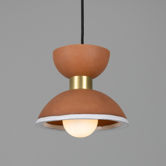 Nakaii Organic Ceramic Pendant Light 7.9", Terracotta and White ...