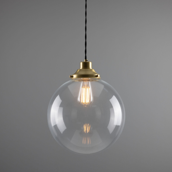 Virginia Clear Glass Globe Pendant Light 30cm | Mullan Lighting