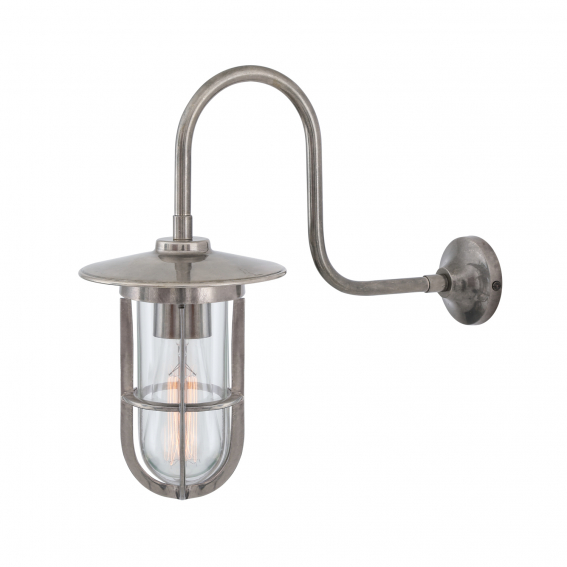 Fabo Well Glass Swan Neck Outdoor Wall Light IP65 | Mullan Lighting