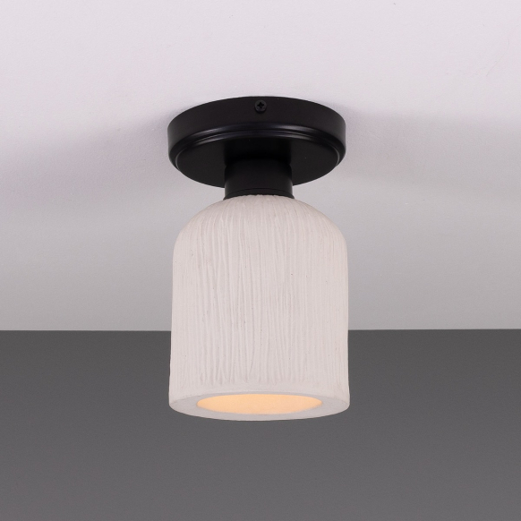 Osier Organic Ceramic Ceiling Light 12cm, Matte White Striped | Mullan ...