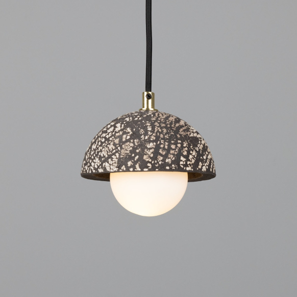 Ferox Ceramic Dome Pendant Light 5.5", Black Clay | Mullan Lighting