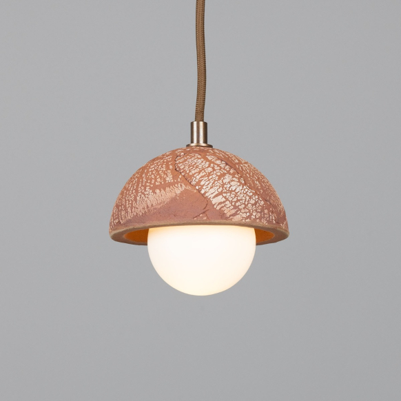 Ferox Ceramic Dome Pendant Light 14cm, Red Iron | Mullan Lighting