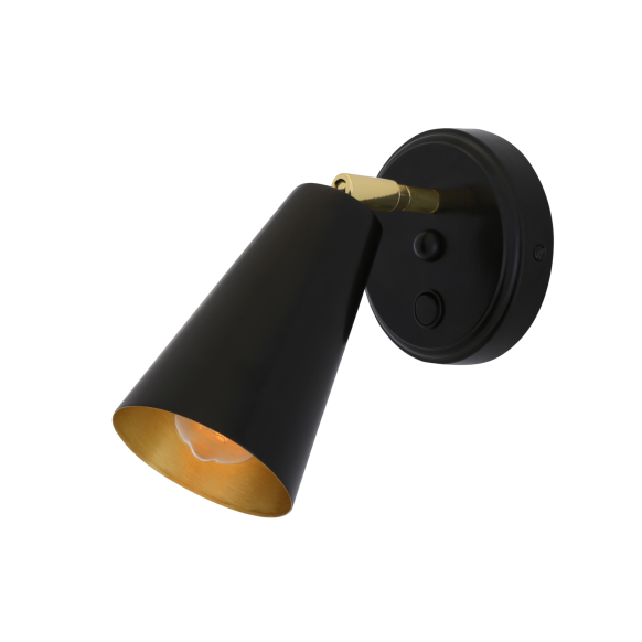 Cashel Modern Brass Cone Wall Light with Switch | Mullan Lighting