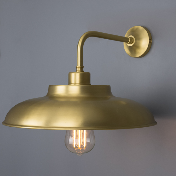 Telal Industrial Brass Factory Wall Light 12.6" | Mullan Lighting